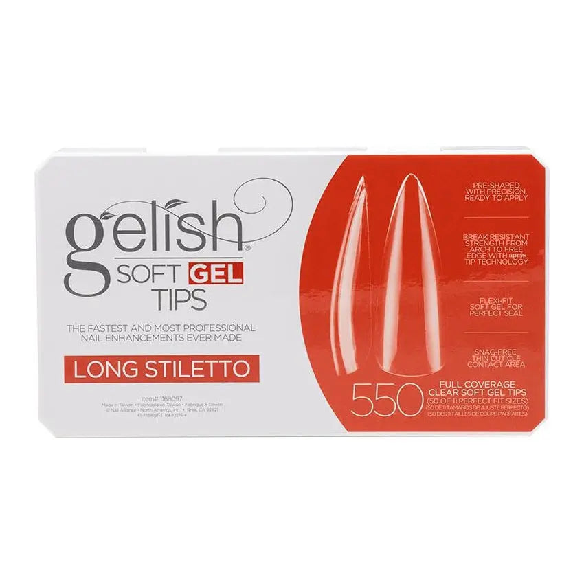 Gelish Soft Gel Tips Long Stiletto - PinkPro Beauty Supply